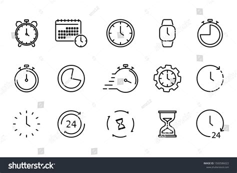 Time Clock Set Linear Icons Time Stock Vector Royalty Free 1500586022 Shutterstock
