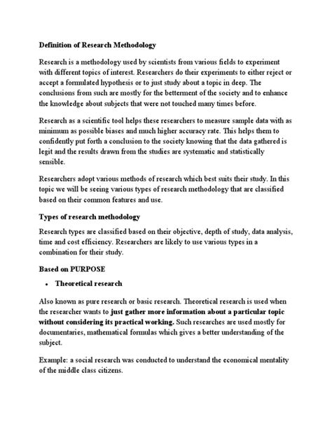Types The Reseach Methodology Pdf Experiment Scientific Method