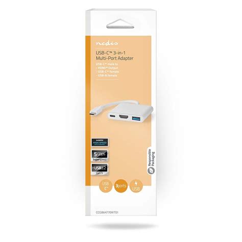USB Multi Port Adapter USB C Till HDMI USB A USB C M Vit Teknikdelar Se