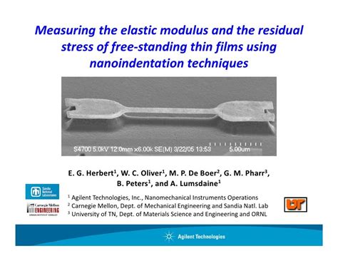 Elastic Modulus And Residual Stress Of Thin Films