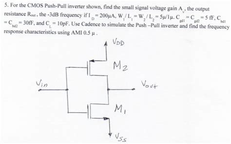 Solved 2 5 For The CMOS Push Pull Inverter Shown Find The Chegg Com