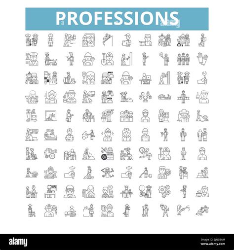 Professions Icons Line Symbols Web Signs Vector Set Isolated Illustration Stock Vector Image