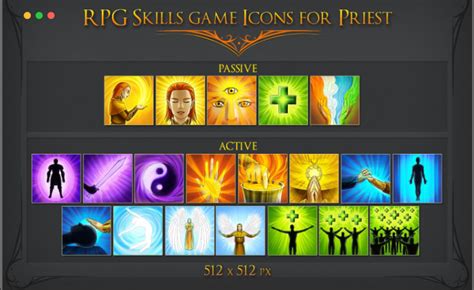 游戏角色rpg 技能图标 Rpg Skill Icons For Priest Cgalpha