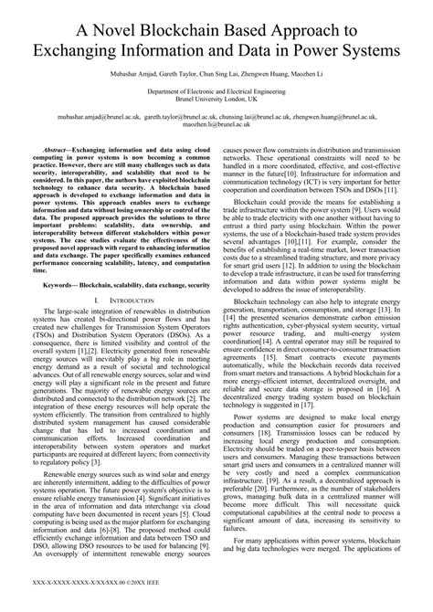 PDF A Novel Blockchain Based Approach To Exchanging Information And Data In Power Systems