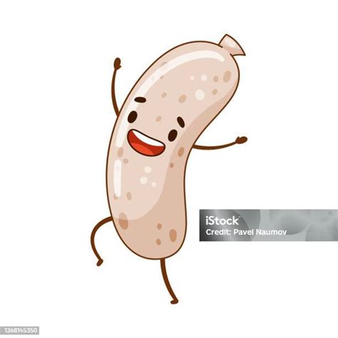 귀여운 행복 재미 웃는 소시지 만화 캐릭터 벡터 일러스트 독일 문화에 대한 스톡 벡터 아트 및 기타 이미지 독일 문화 독일 음식 명랑한 Istock
