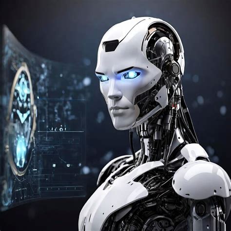 Premium Ai Image 3d Rendering Humanoid Robot Working With Future Digital Graphic Interface On