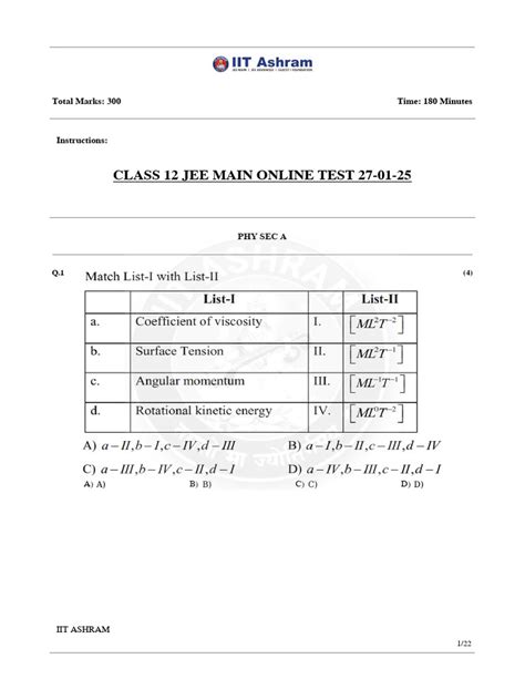 Class 12 Jee Main Online Test 27 01 25 418031 2025 01 25 17 39 56 Question Paper Pdf