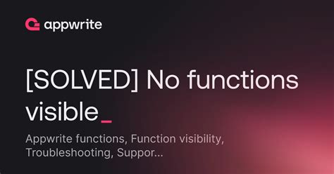 Solved No Functions Visible Threads Appwrite