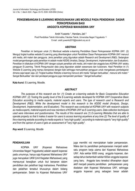 Pdf Pengembangan E Learning Menggunakan Lms Moodle Pada Pendidikan