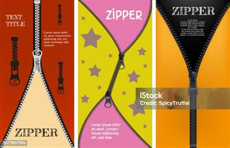 지퍼 쇼핑 배너 의류 패스너 광고 헤더 디자인 옷가게 오픈 재봉 액세서리 지퍼 여밈 지퍼락 걸쇠 당기기 벡터 일러스트레이션 포스터 세트 개인 장식품에 대한 스톡 벡터 아트