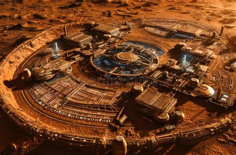 Future Mars Base Or Scientific Facility Ai Generated Stock Illustration Illustration Of