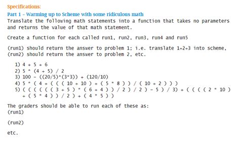 Solved Specifications Part 1 Warming Up To Scheme With