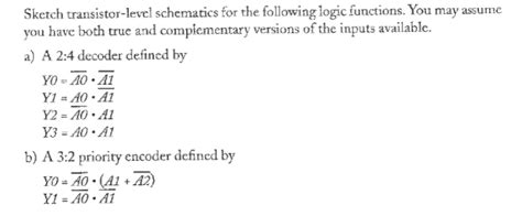 Solved Sketch Transistor Level Schematics For The