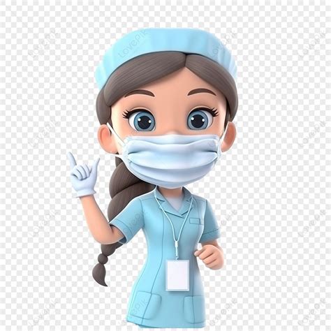안쪽 치아 3d 캐릭터 일러스트를 설명하는 간호사 착용 마스크 간호사복 병원 Png 일러스트 무료 다운로드 Lovepik