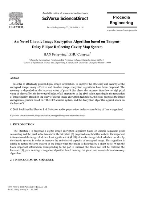 Pdf An Novel Chaotic Image Encryption Algorithm Based On Tangent