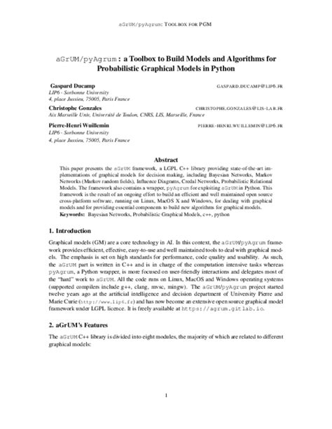 Pdf Agrumpyagrum A Toolbox To Build Models And Algorithms For