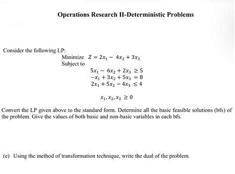 Solved Operations Research Ii Deterministic Problemsconsider