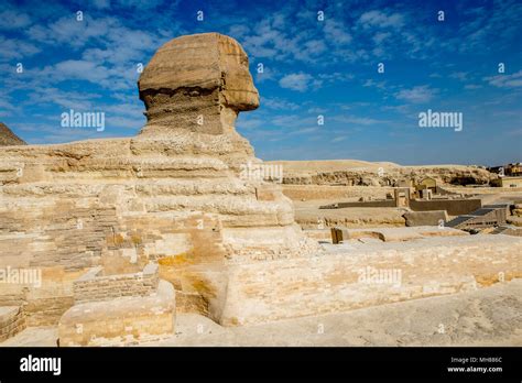 Great Sphinx Of Giza A Limestone Statue Of A Mythical Creature With A