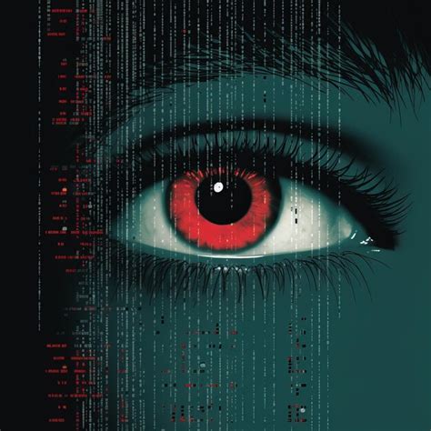 Premium Ai Image An Eye With Red Iris And Binary Code In The Background