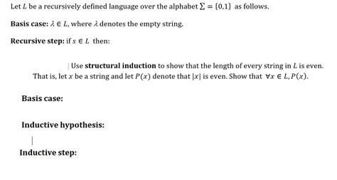 Solved Let L Be A Recursively Defined Language Over The Alphabet E 0