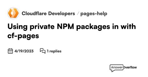 Using Private Npm Packages In With Cf Pages Cloudflare Developers