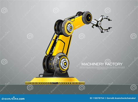 Machine Robotic Robot Arm Hand Factory Stock Vector Illustration Of Industrial Concept 118078754
