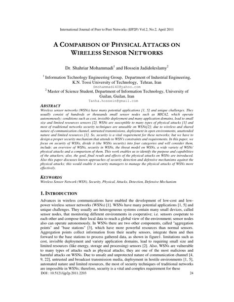Pdf A Comparison Of Physical Attacks On Wireless Sensor Networks