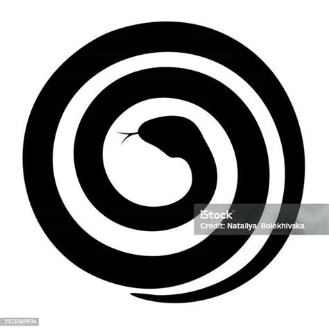 투명한 배경에 고립된 나선형의 뒤틀린 뱀 뱀의 둥근 검은 실루엣 2025년 구정을 상징합니다 벡터 일러스트 레이 션 0명에 대한 스톡 벡터 아트 및 기타 이미지 Istock