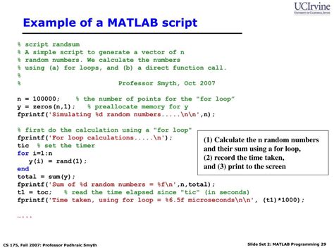 Ppt Lecture 2 Programming In Matlab Cs 175 Project In Ai Fall 2007