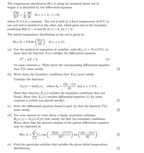 Solved The Temperature Distribution Θxt ﻿along An