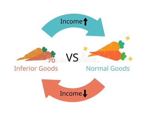 Income Elasticity Of Demand And Types Of Goods For Normal Goods And Inferior Goods Stock Vector
