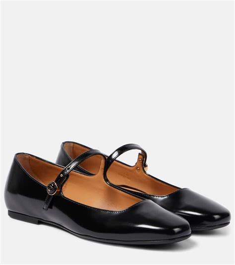Tods Polished Leather Mary Jane Flats In Black Lyst