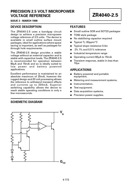 Zr4040 25 Datasheet Voltage Reference Zetex Semiconductors