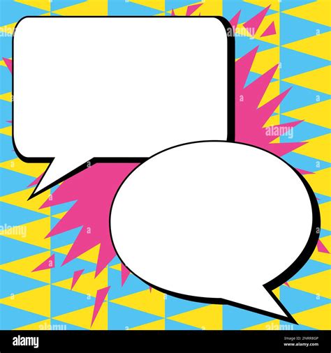 Two Big White Empty Speech Bubbles For Text Square And Oval Dialog Boxes On Bright Colored