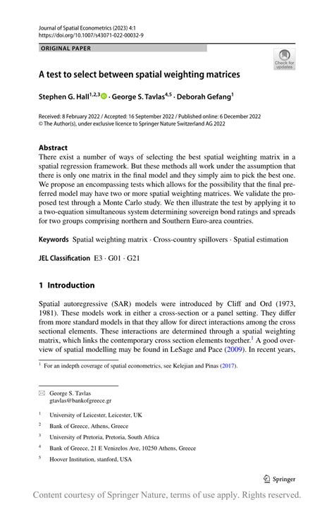 A Test To Select Between Spatial Weighting Matrices Request Pdf