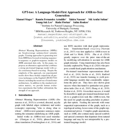 Gpt Too A Language Model First Approach For Amr To Text Generation Acl Anthology