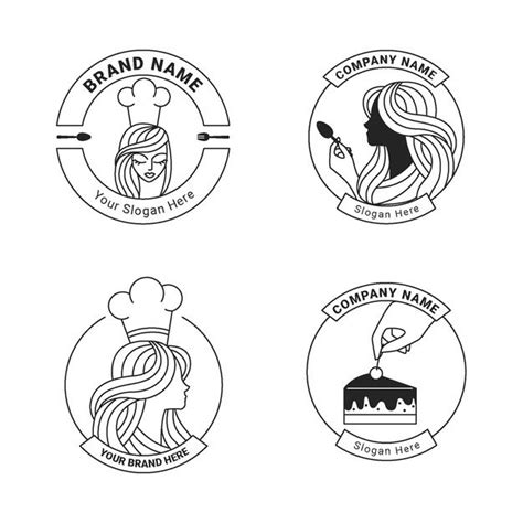 Free Vector Linear Flat Female Chef Logo Collection In 2024 Chef