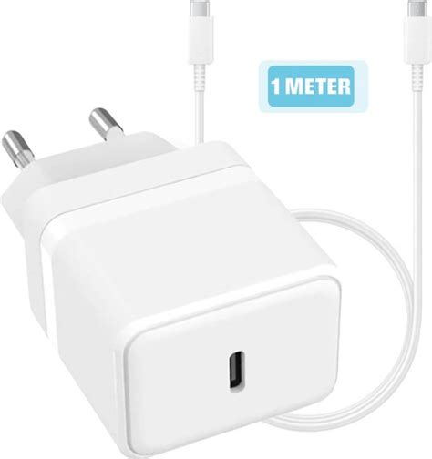 W USB C Power Oplader Met USB C Naar C Kabel Meter Snellader USBC Lader Wit Bol