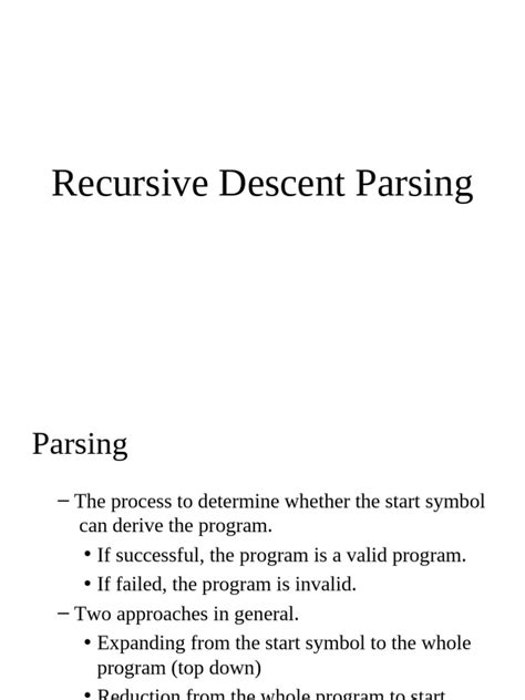 Recursive Descent Parsing Pdf