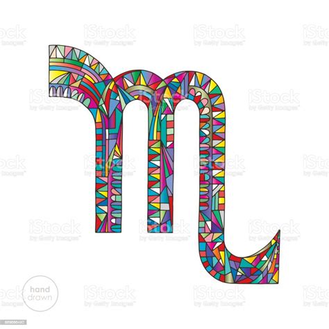 전갈 자리 조디악 로그인 하십시오입니다 별자리 벡터 일러스트입니다 점성 학 손으로 그린 시리즈입니다 현대적인 스타일에 화려한 밝은 마법 기호입니다 개념에 대한 스톡 벡터