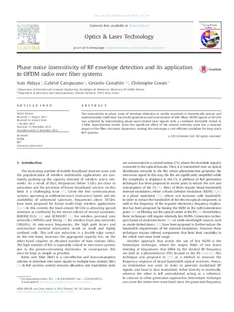 Pdf Phase Noise Insensitivity Of Rf Envelope Detection And Its Application To Ofdm Radio Over