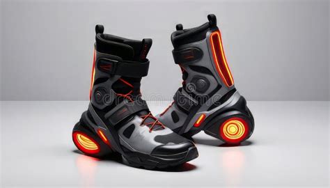 Cyberpunk Platform Shoes With Futuristic Design With Led Lights Stock