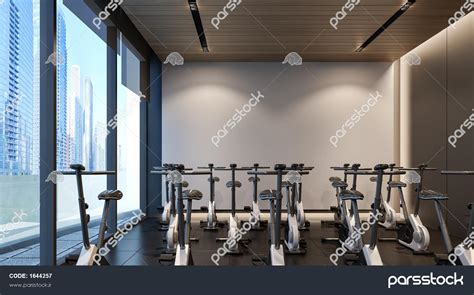 اتاق دوچرخه سواری مدرن با نمای آسمان رندر سه بعدی 1644257