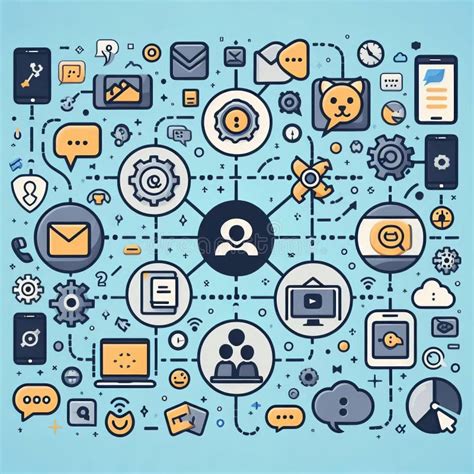 Collaboration Tools Integration Icons Of Different Collaboration Stock Illustration