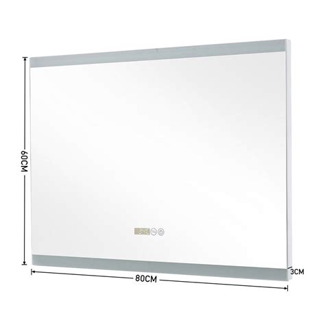 Large Rectangular Frameless Anti Fog Led Vanity Mirror With Clock Living And Home