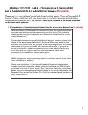Understanding Phylogenetics II Comparing Morphology And Course Hero