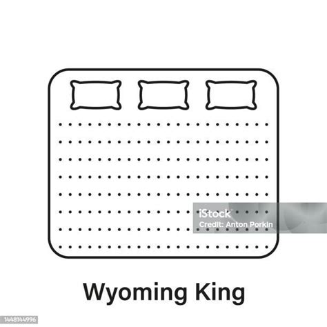 매트리스 와이오밍 킹 라인 아이콘입니다 침대 크기 치수 선형 픽토그램 호텔 또는 집 개요 아이콘의 침실에 대한 침대 길이 측정 매트리스 크기 편집 가능한 획 고립된 벡터