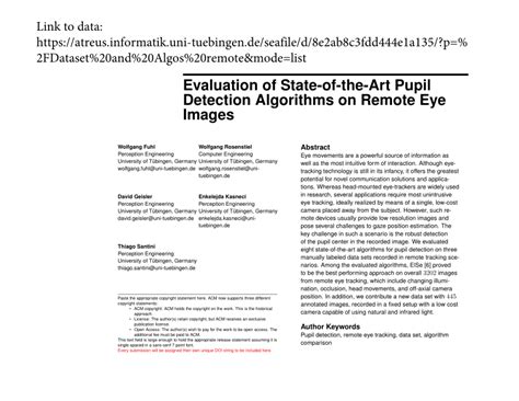 Pdf Evaluation Of State Of The Art Pupil Detection Algorithms On Remote Eye Images