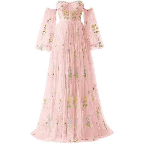 Womens Flower Embroidery Tulle Prom Dress Formal Evening Party Gowns