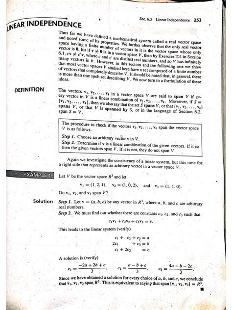 Linearly Dependent And Linearly Independent Set Of Vectors Pdf